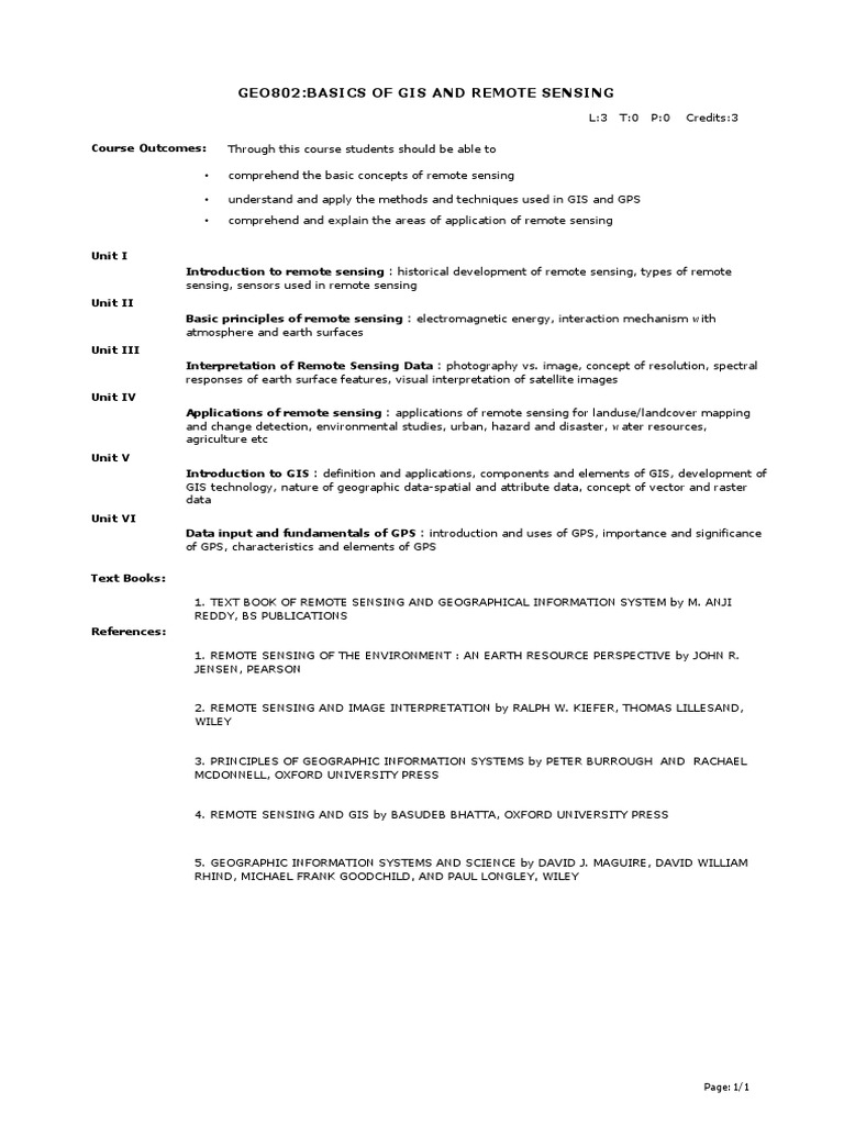 GIS & Remote Sensing Basics | PDF | Remote Sensing | Geographic ...