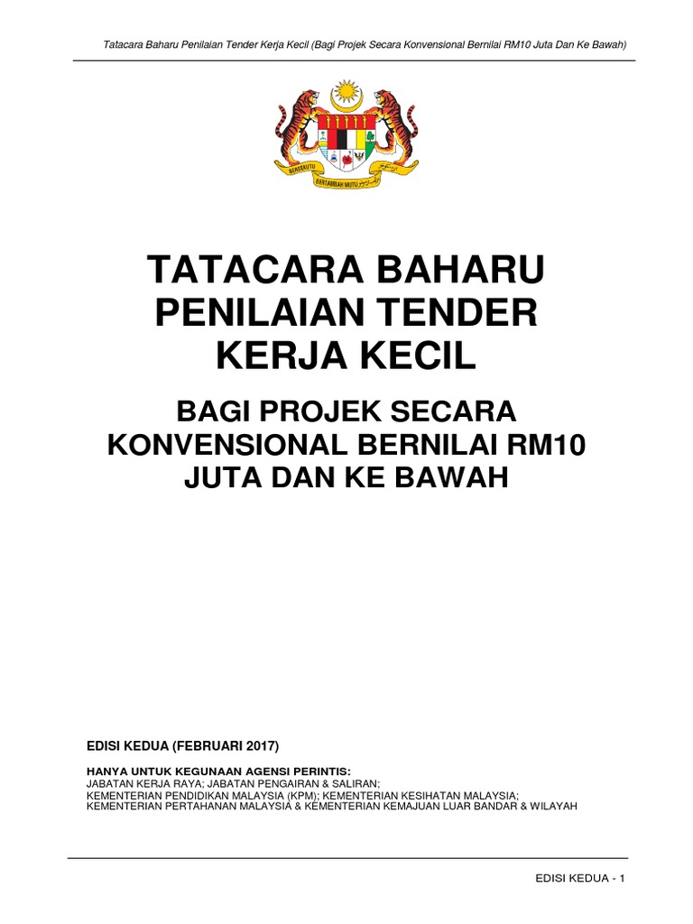 Edisi Kedua Tatacara Baharu Penilaian Tender Kerja Kecil | PDF
