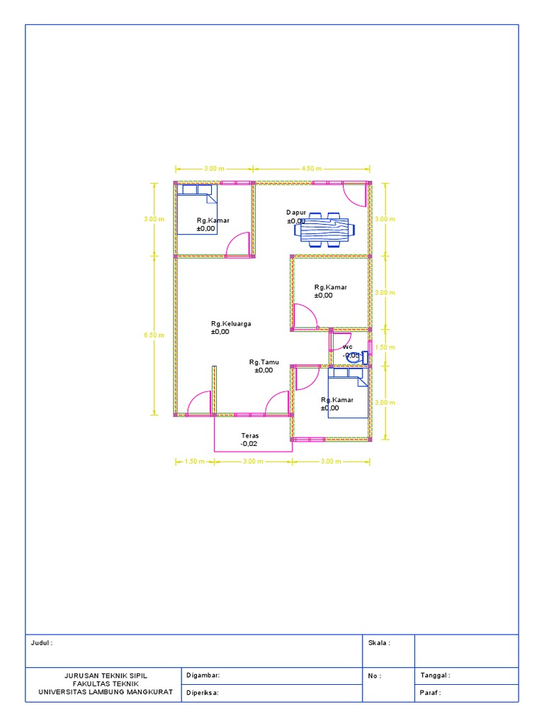 Rencana Denah Rumah Teknik Sipil | PDF