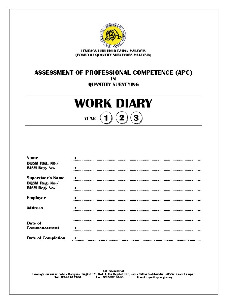 Work Diary: Assessment of Professional Competence (Apc) | PDF | Business