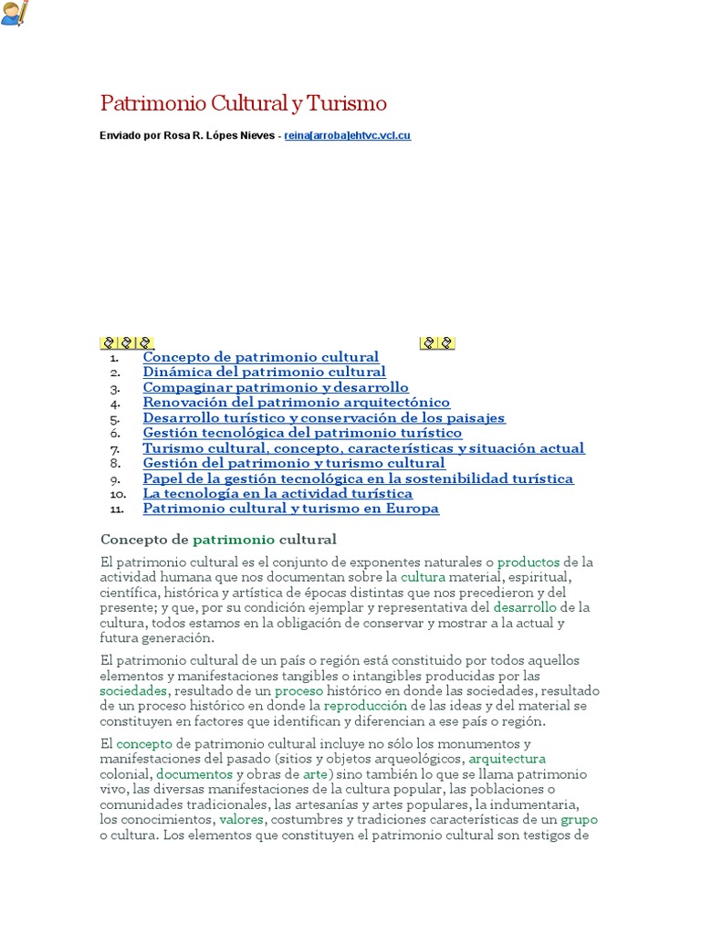 Patrimonio Cultura y Turismo | PDF | Turismo | Bienes (Ley)