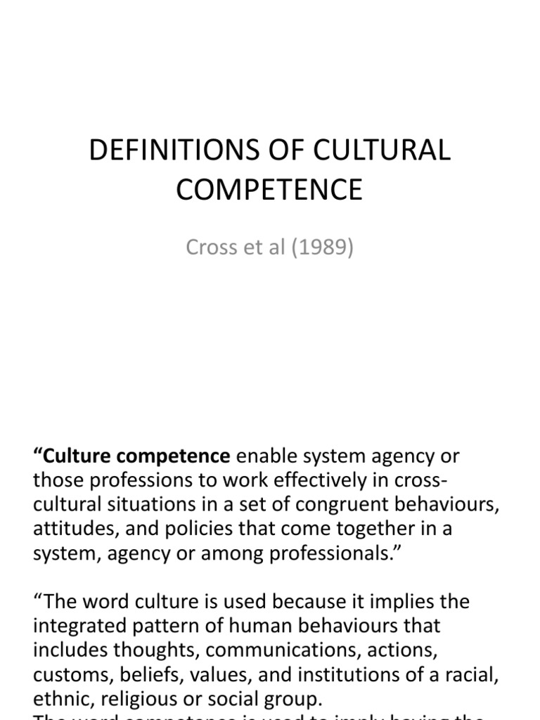 Definitions of Cultural Competence | PDF