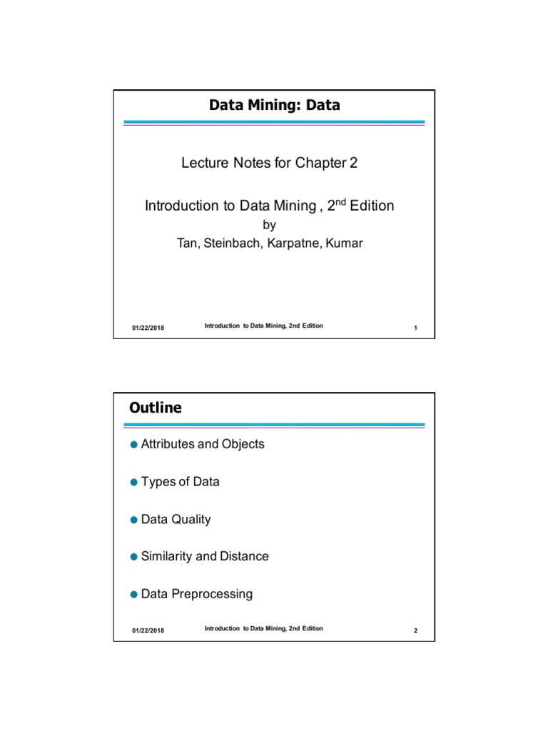 Data Mining Data Lecture Notes For Chapter 2 Introduction To Data Mining 2 Edition Pdf