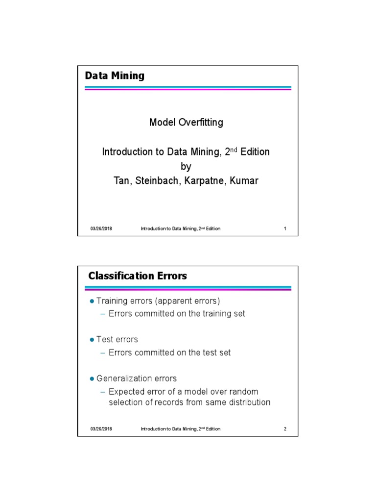 Data Mining: Model Overfitting Introduction To Data Mining, 2 Edition by Tan, Steinbach ...