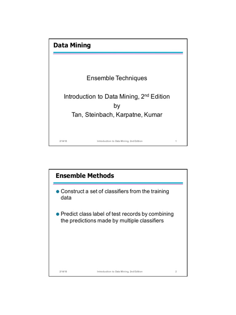 Data Mining: Ensemble Techniques Introduction To Data Mining, 2 Edition ...