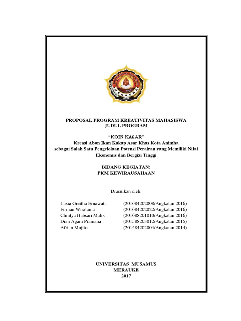 Proposal 4 PKMK Universitas Musamus Merauke | PDF