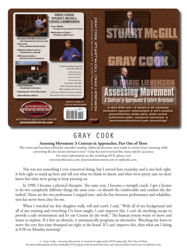 MOVIMIENTO Gray Cook Assessing Movement Part One Transcript | PDF ...