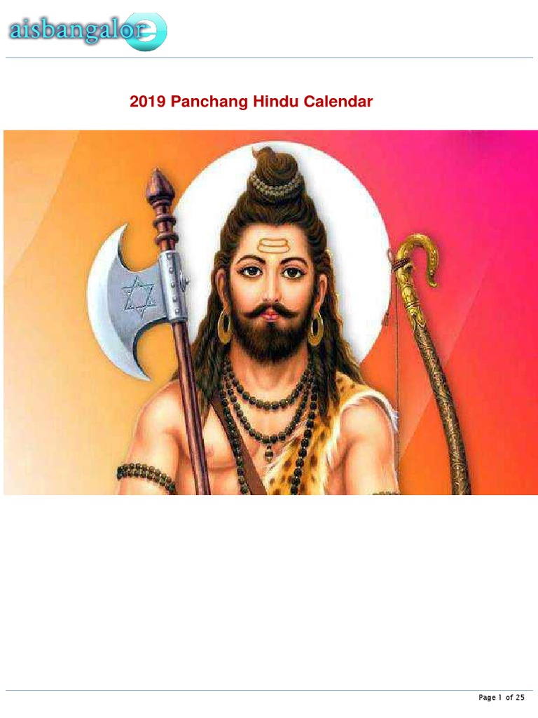 Hindu Calendar 2019 | PDF | Religious Holidays | Observances Set