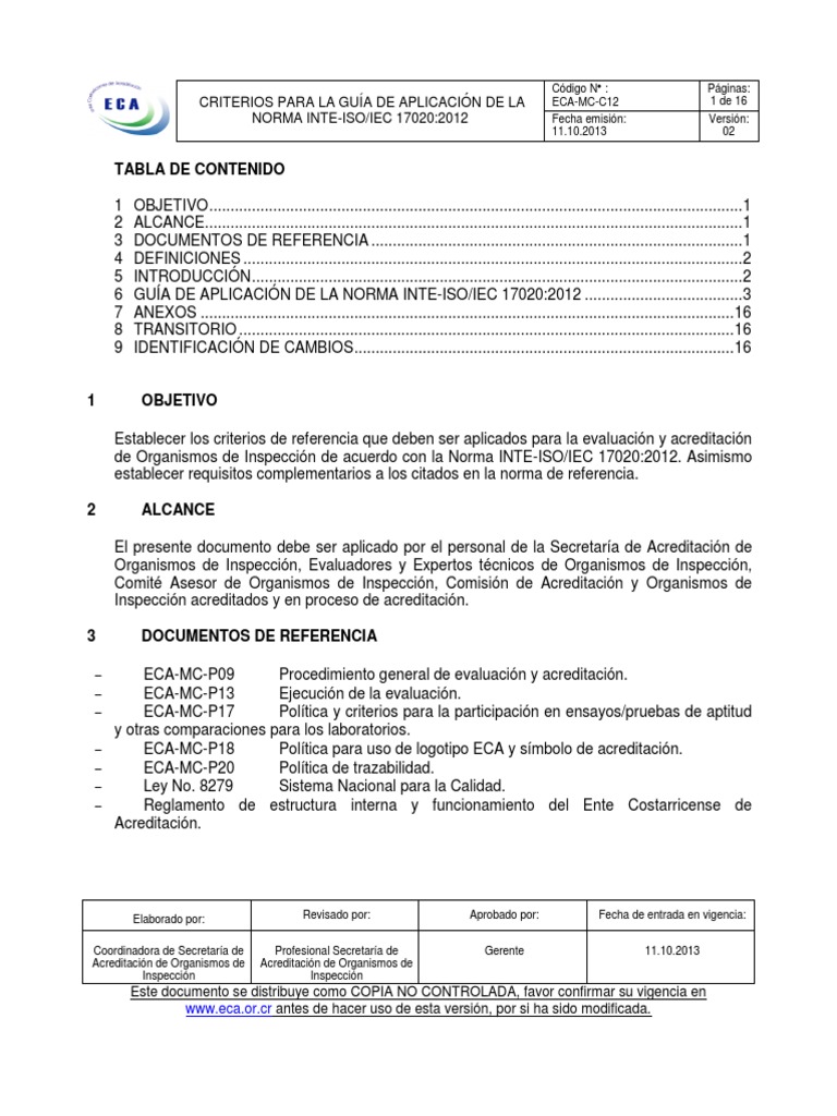 Guía de Aplicación ISO/IEC 17020:2012 | PDF | Calibración | Organismos