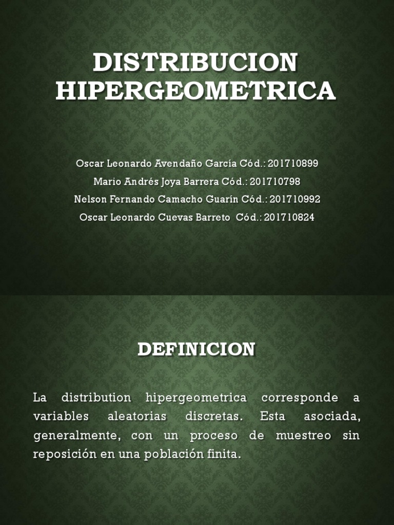 Distribucion Hipergeometrica | PDF | Distribución de probabilidad ...