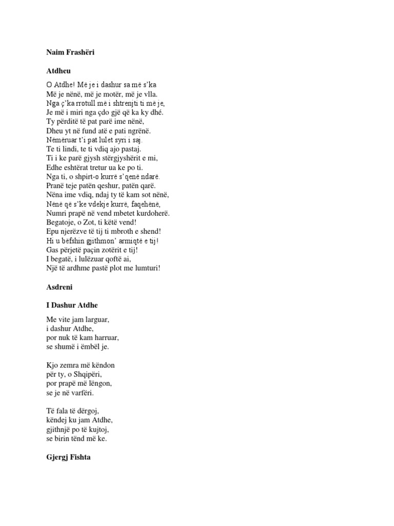 Poezi Per Atdheun