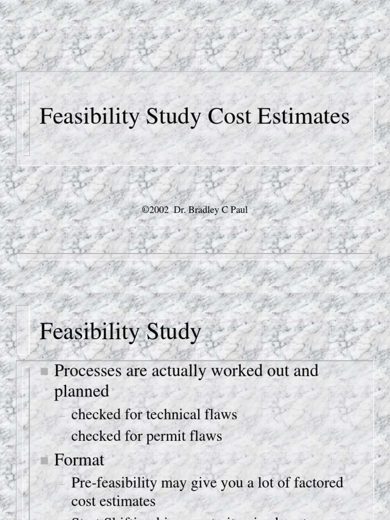 Feasibility Study Cost Estimates: ©2002 Dr. Bradley C Paul | PDF | Ton ...