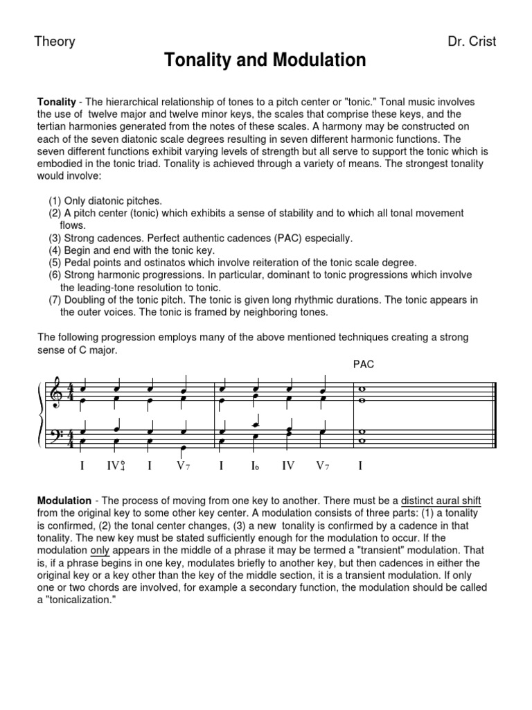 Tonality and Modulation | PDF | Music Theory | Elements Of Music