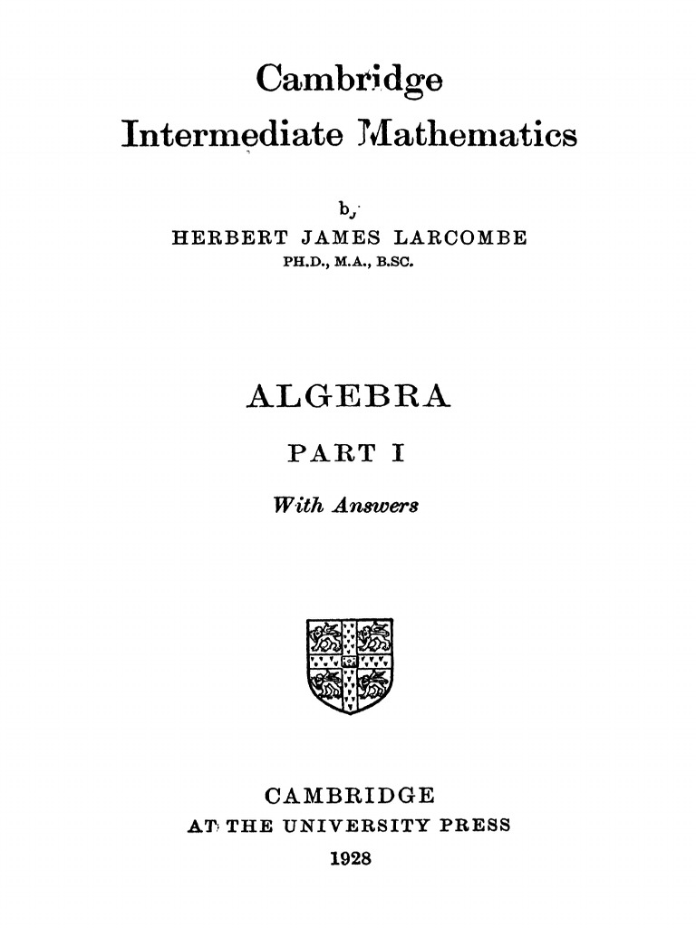 Cambridge Intermediate Mathematics - Algebra | PDF