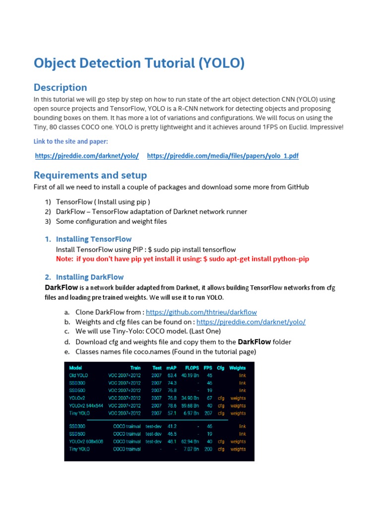 Object Detection Tutorial (YOLO) : Description | PDF | Areas Of ...