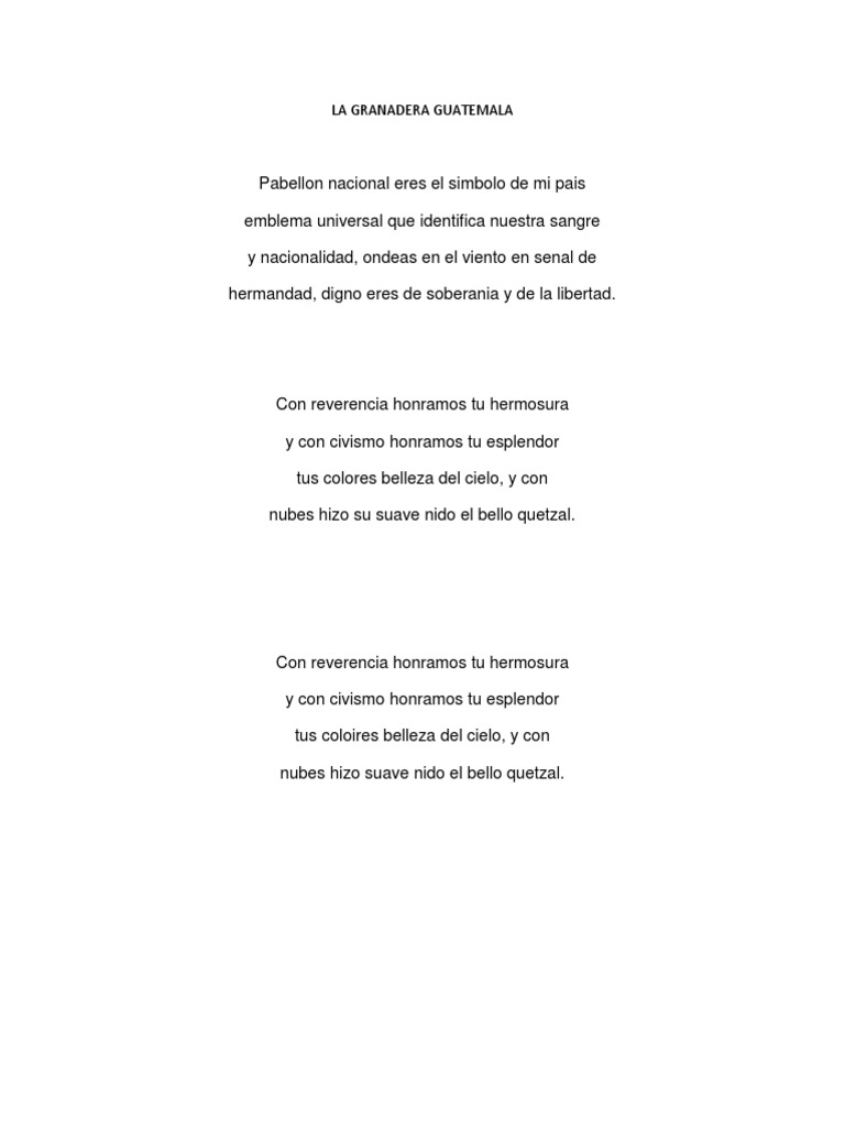 La Granadera de Guatemala: Himno Nacional | PDF