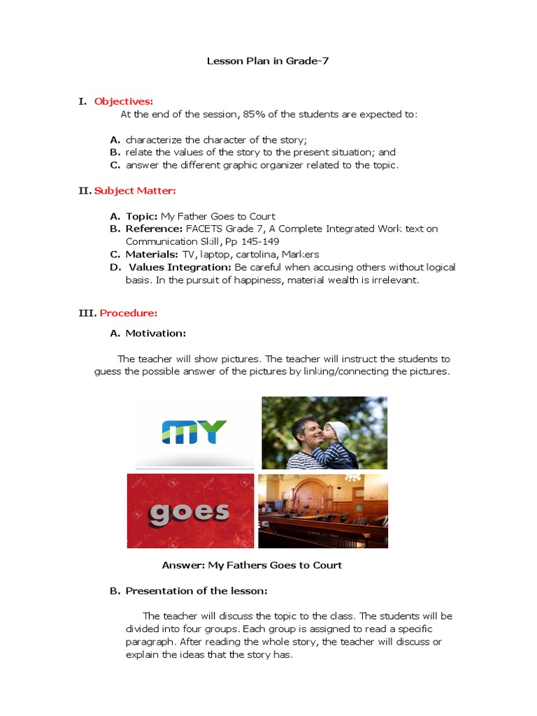 Lesson Plan in Grade-7 | PDF | Lesson Plan | Teachers