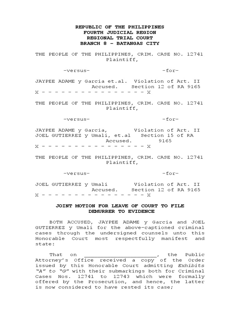 Republic of The Philippines Fourth Judicial Region Regional Trial Court ...