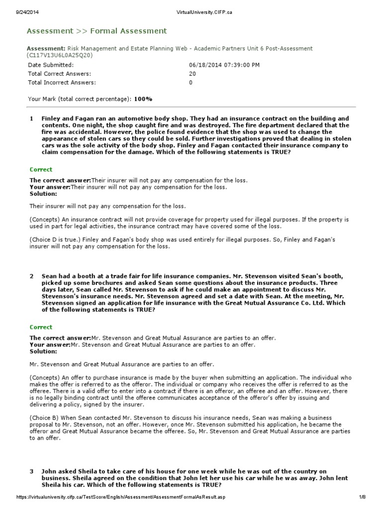 Assessment Formal Assessment | Download Free PDF | Risk Management ...