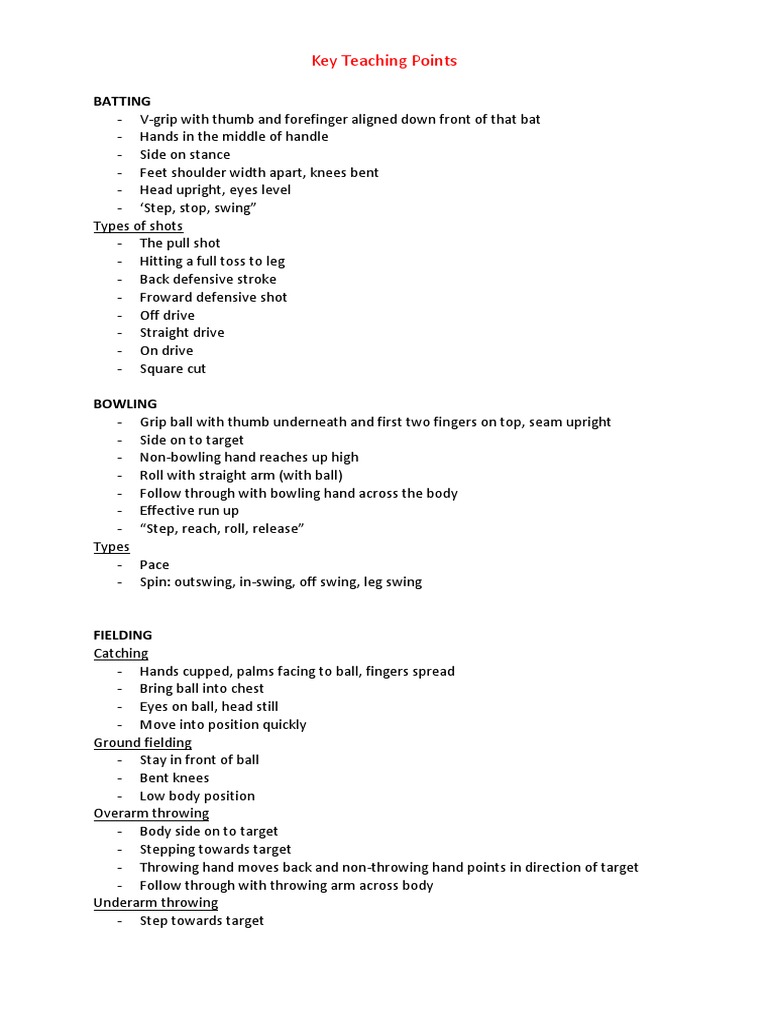 Key Teaching Points | PDF