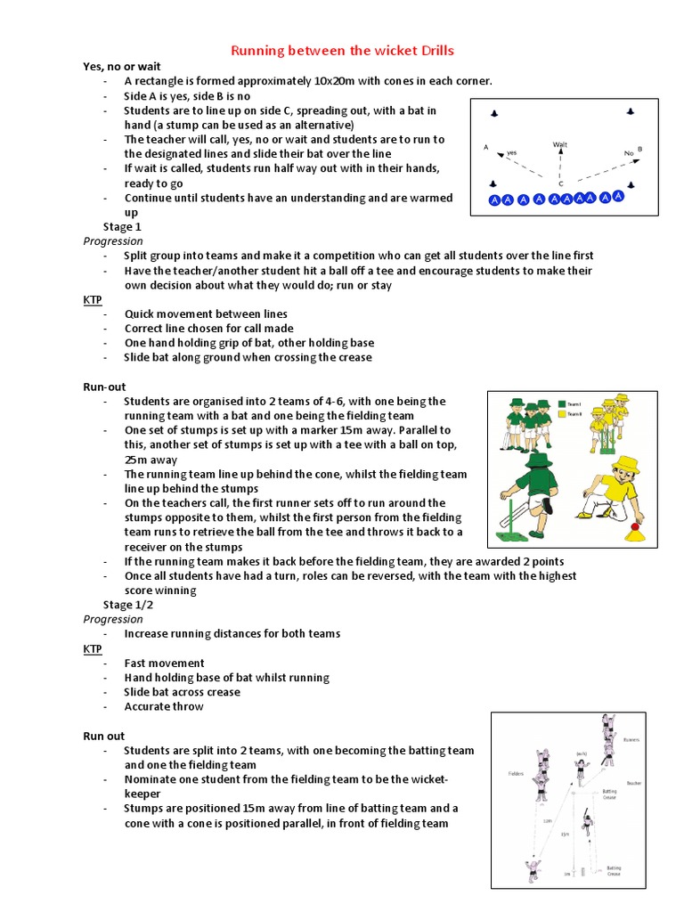Running Between The Wickets Drills | PDF | Bowling (Cricket) | Cricket