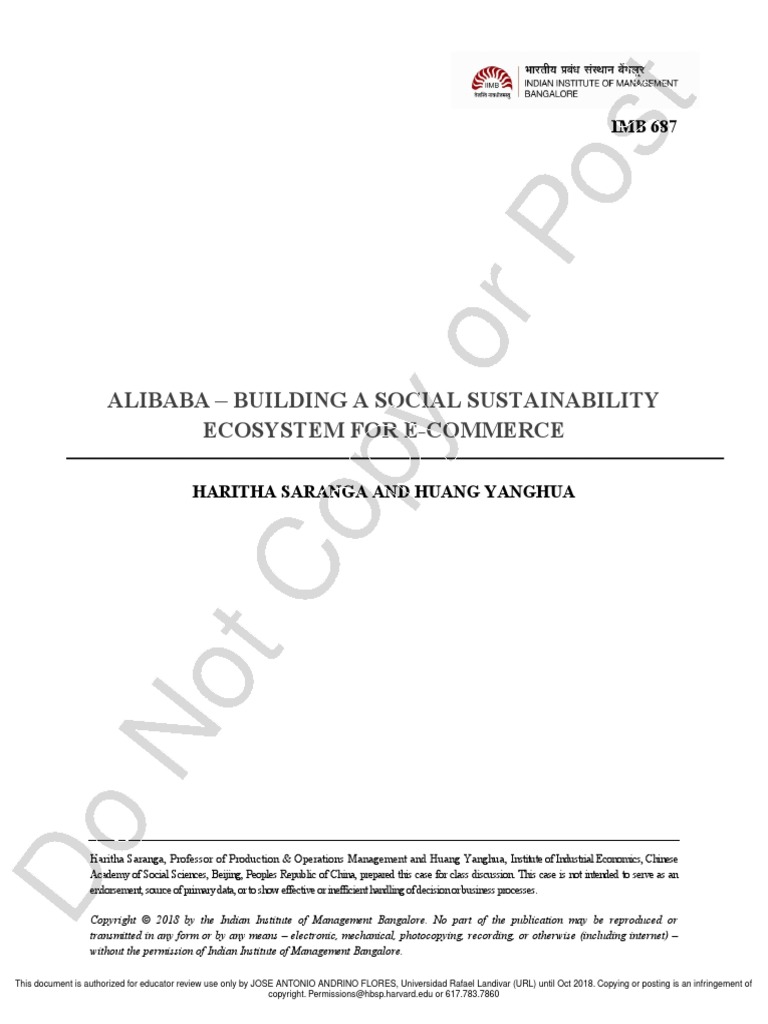 Alibaba Ecosystem For E-Commerce: - Building A Social Sustainability ...