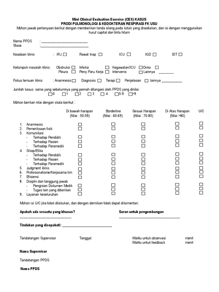 Tabel Mini Cex & Dops | PDF