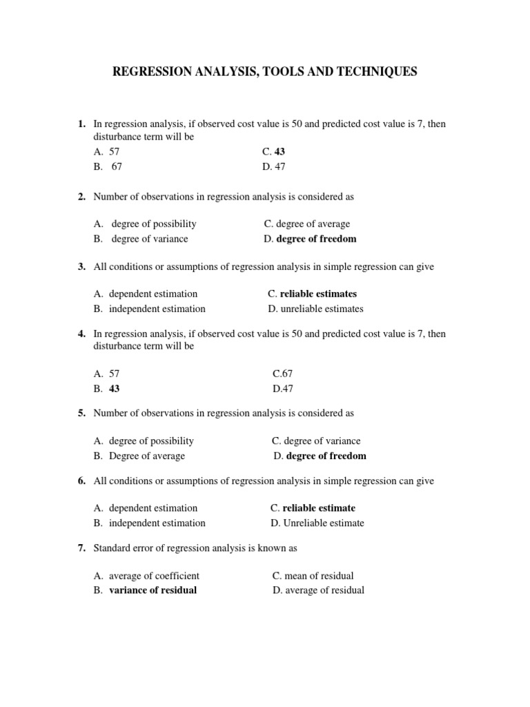 Regression Analysis Tools & Techniques | PDF | Errors And Residuals ...