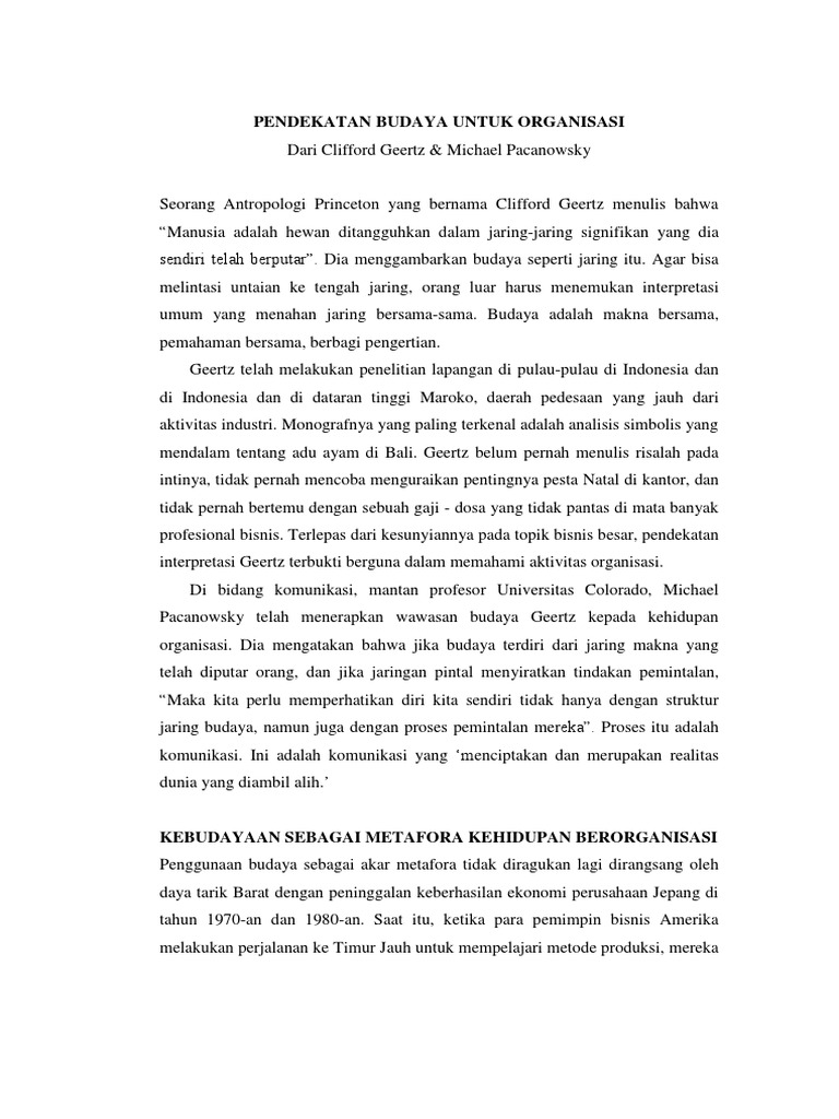 Budaya dalam Organisasi | PDF | Filsafat