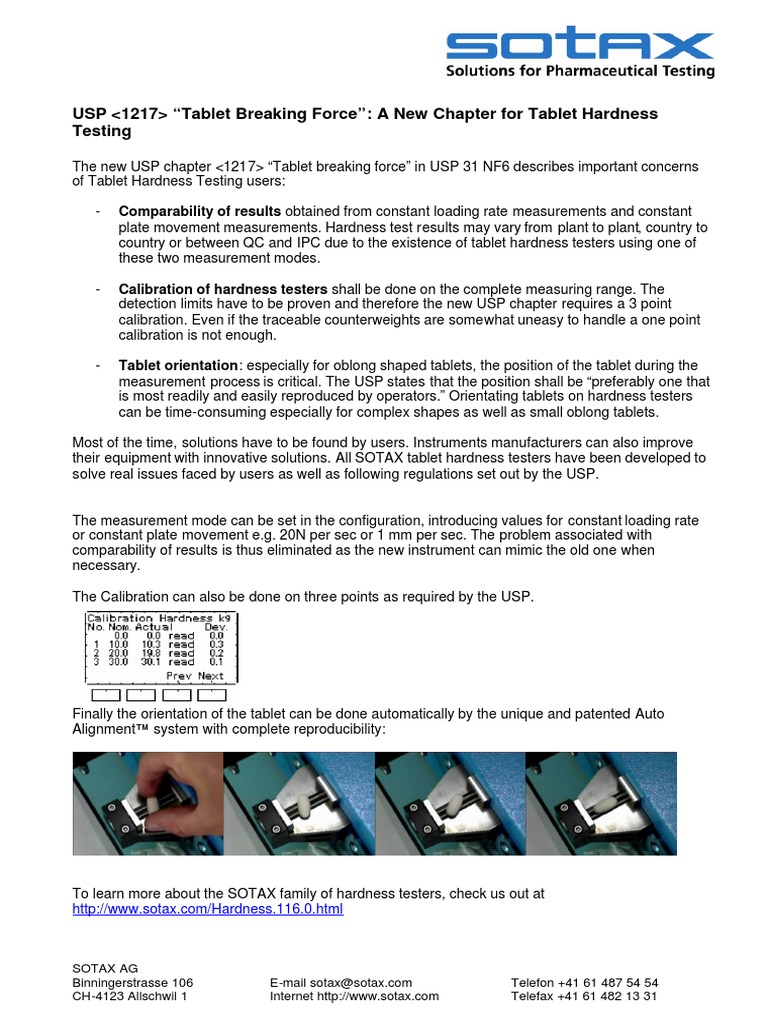 USP "Tablet Breaking Force": A New Chapter For Tablet Hardness Testing ...