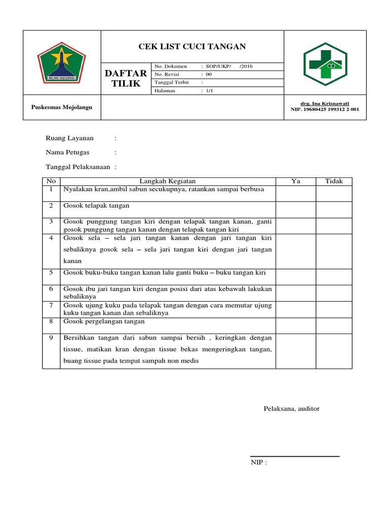 Ceklis Sop Cuci Tangan | PDF