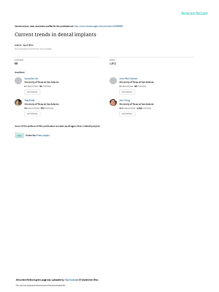 Current Trends in Dental Implants: April 2014 | PDF | Dental Implant | Dentistry