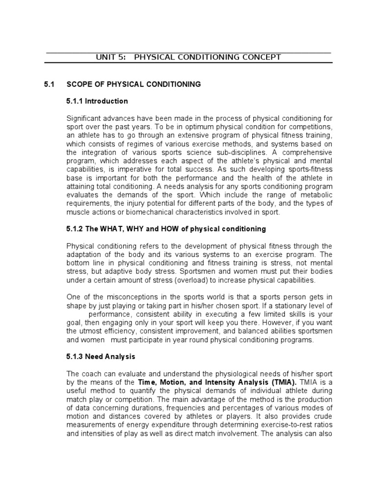 Unit 5 - Physical Training and Conditioning | PDF | Strength Training ...