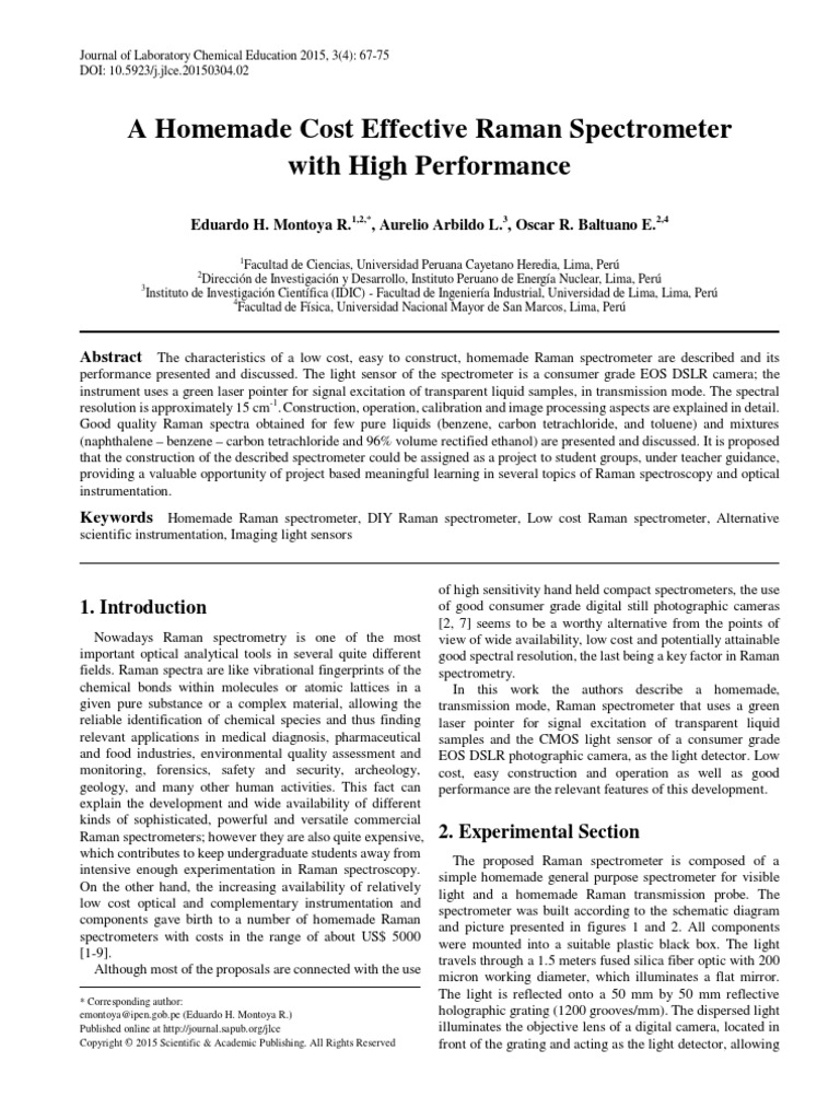 Homemade Raman Spectrometer | PDF | Raman Spectroscopy | Spectroscopy