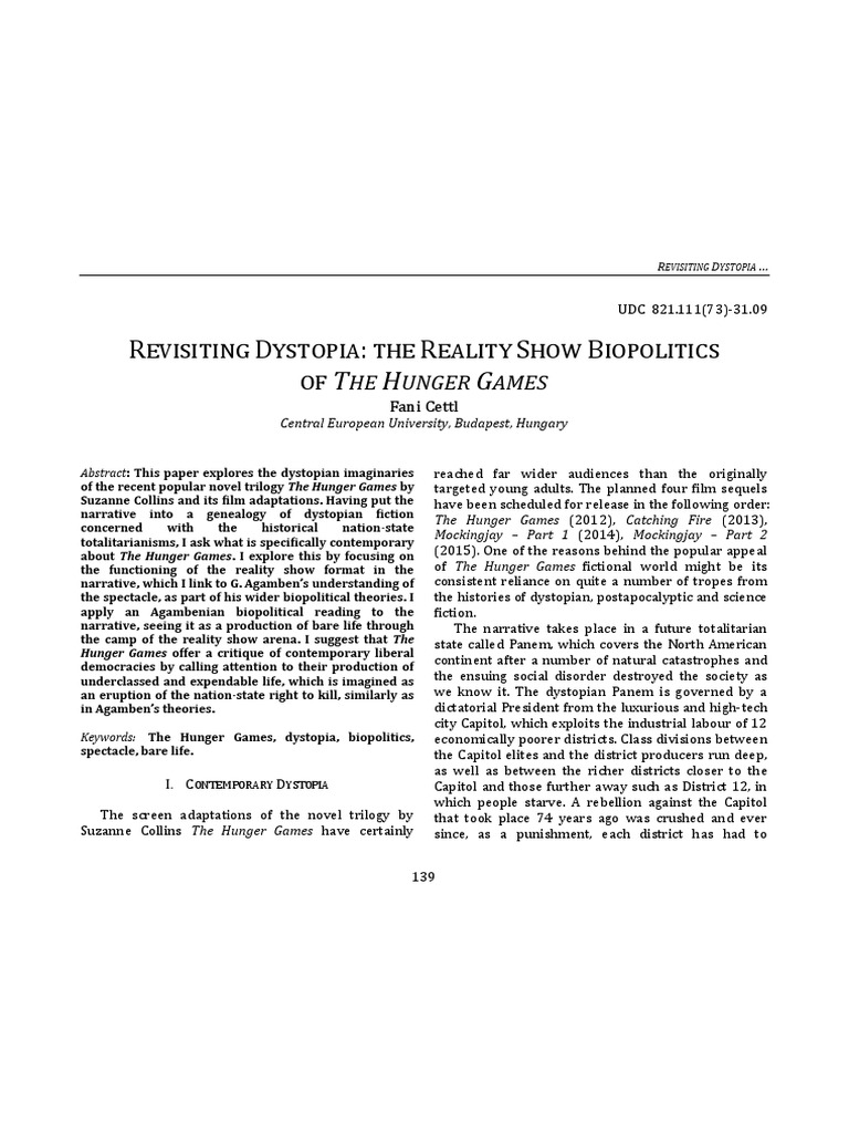 The Hunger Games: Dystopia & Biopolitics | PDF | The Hunger Games ...