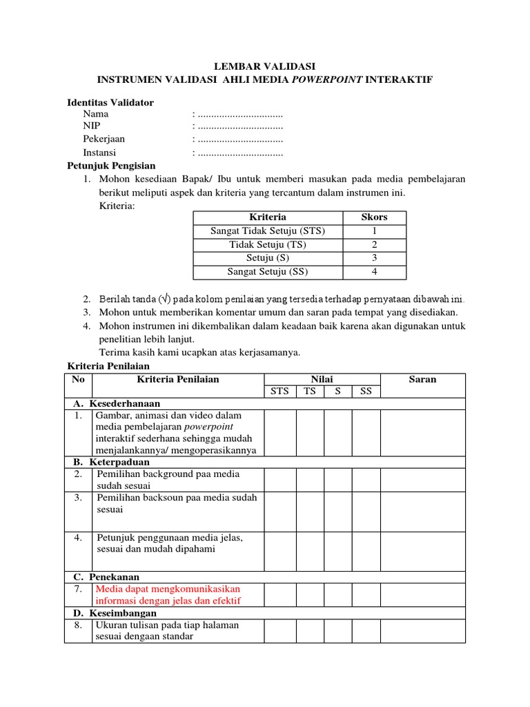 VALIDASI Ahli Media | PDF
