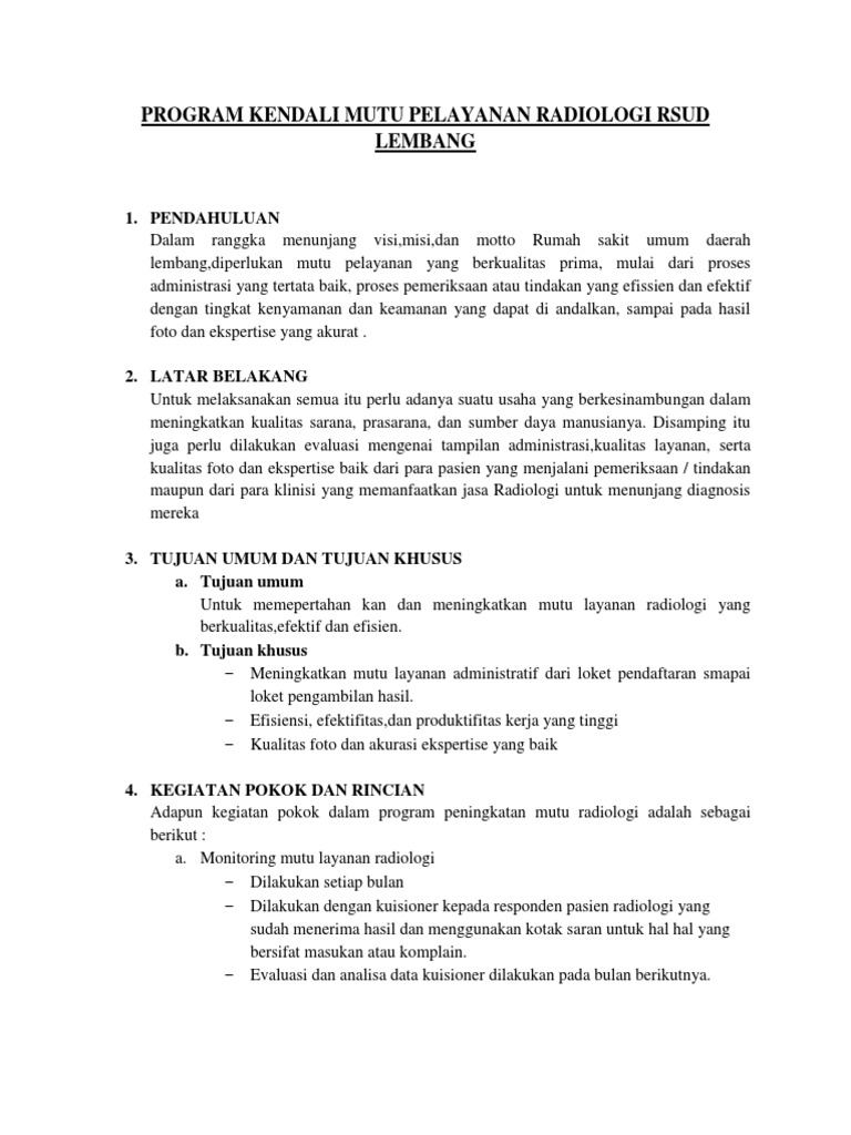 Program Kendali Mutu Pelayanan | PDF