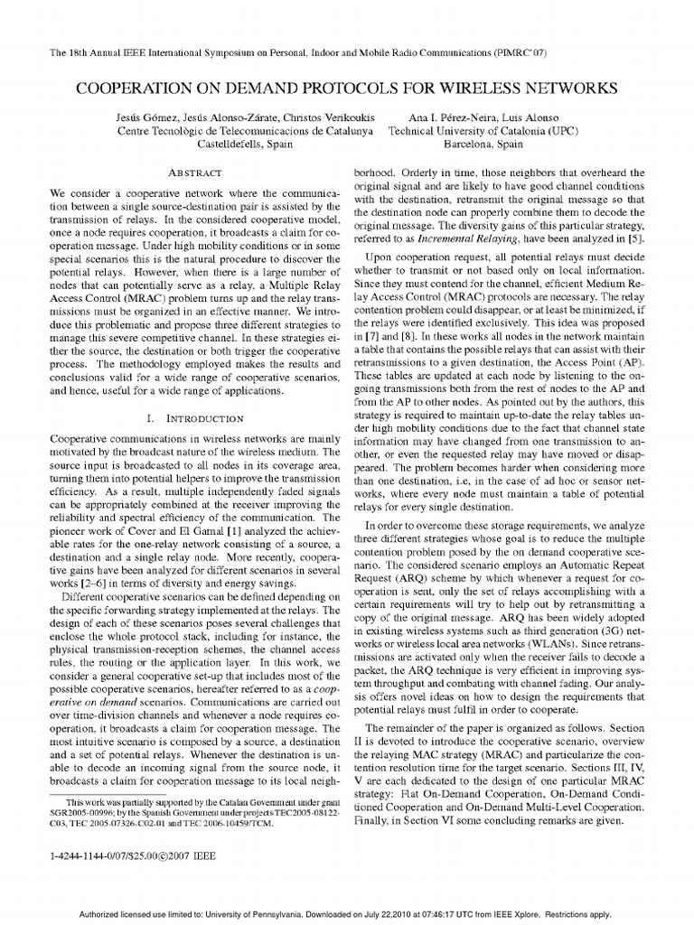 Cooperation On Demand | PDF