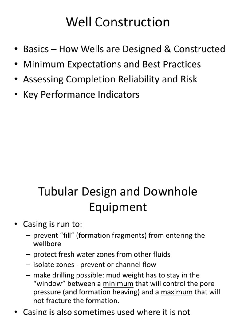A Guide To Well Construction | PDF | Casing (Borehole) | Oil Well