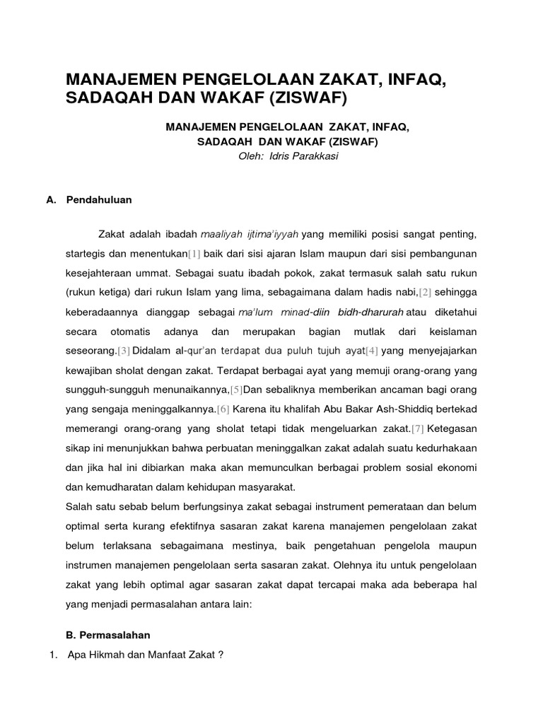 Manajemen Pengelolaan Zakat, Infaq, Sadaqah Dan Wakaf (Ziswaf) | PDF