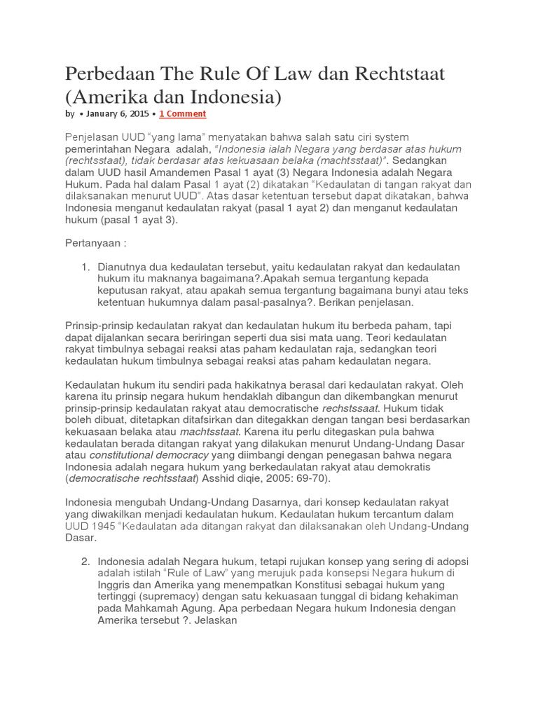 Perbandingan Rechtsstaat dan Rule of Law | PDF | Politik