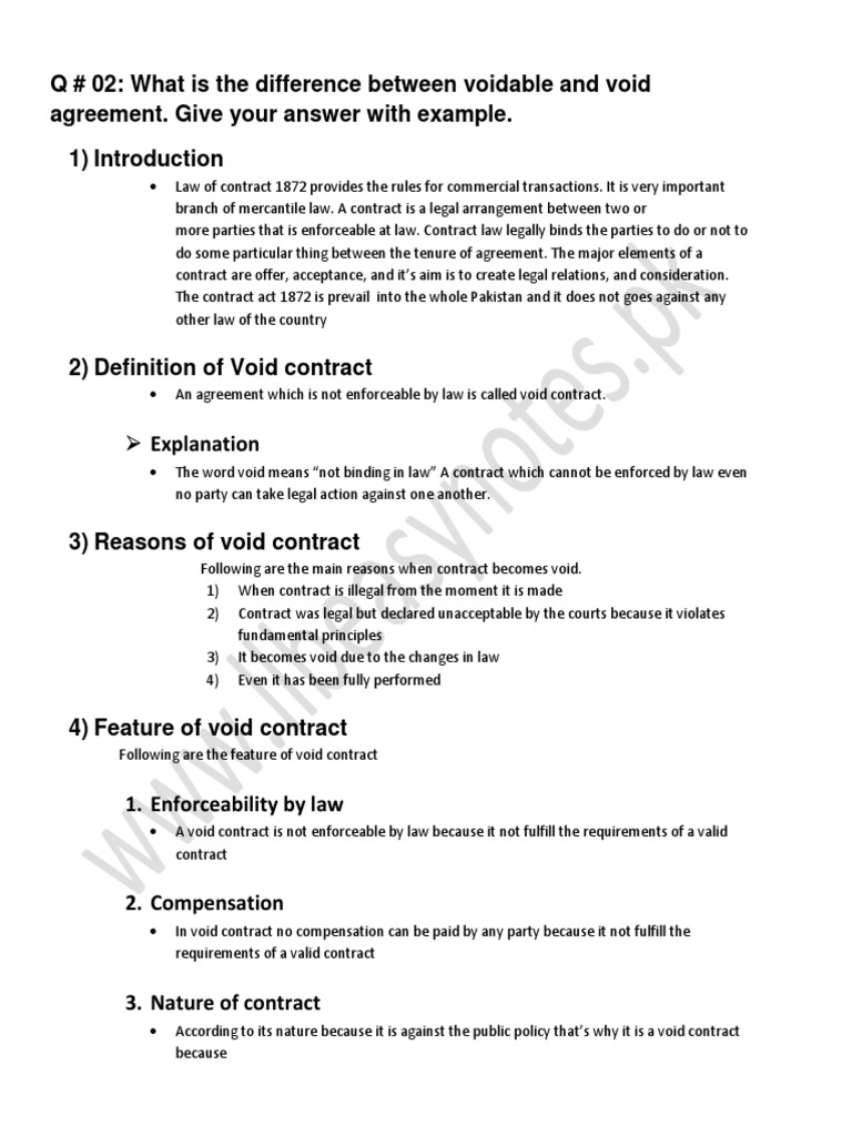 Void vs Voidable Contracts Explained | PDF | Void (Law) | Private Law
