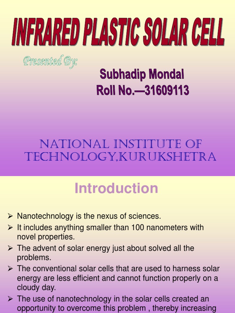 Infrared Plastic Solar Cells Harness Sunlight Efficiently | PDF | Solar ...
