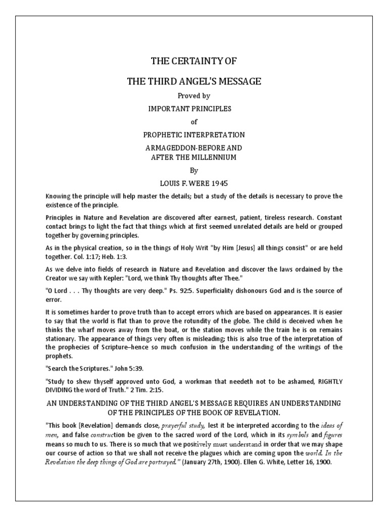The Certainty of The Third Angels Message PDF | PDF | Prophecy | Jesus