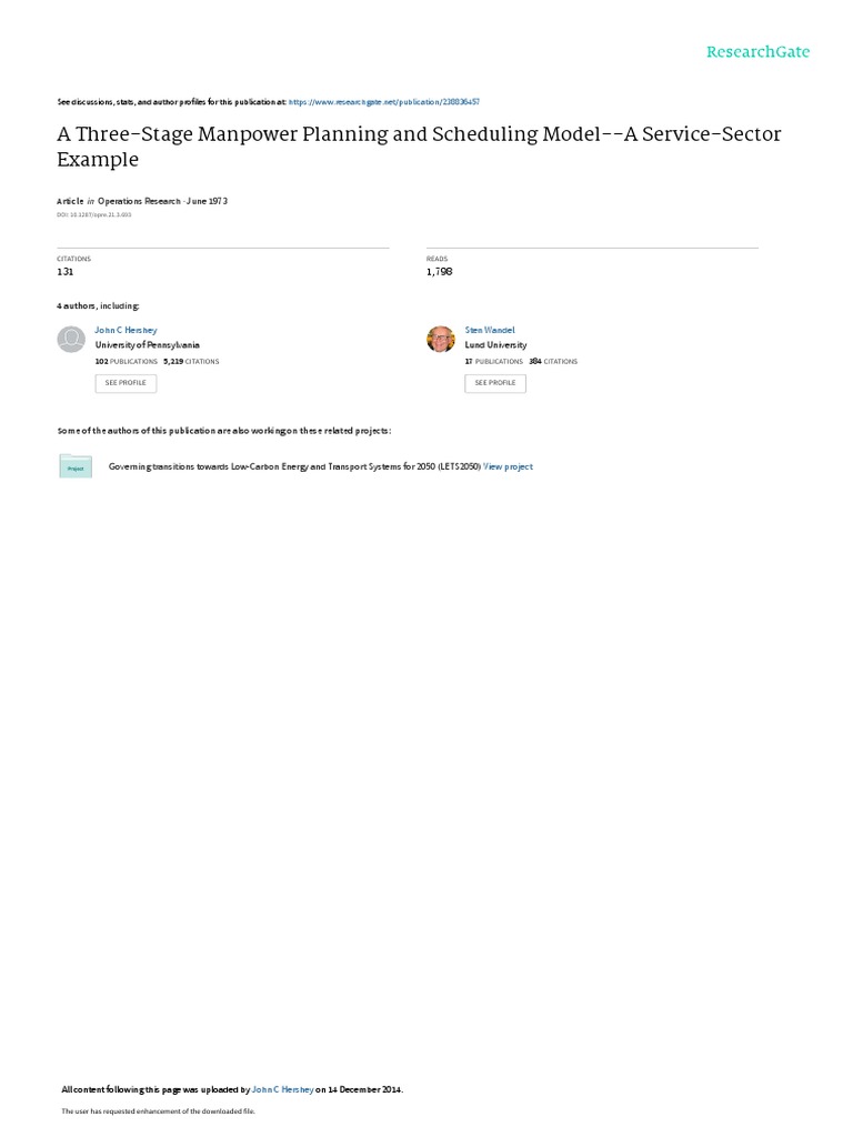 A Three-Stage Manpower Planning and Scheduling Model - A Service-Sector ...