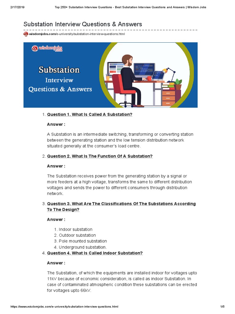 Top 250+ Substation Interview Questions - Best Substation Interview ...