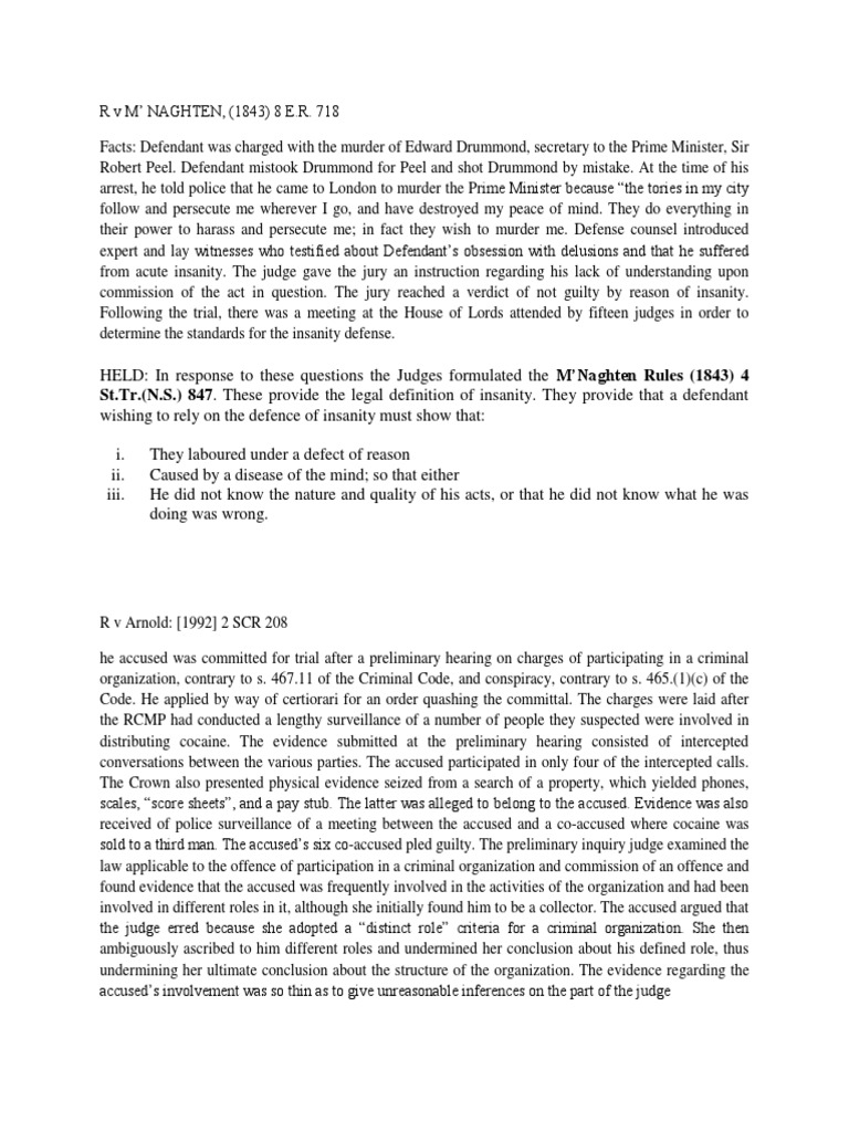 Defining Insanity: The M'Naghten Rules Establish the Legal Test for ...