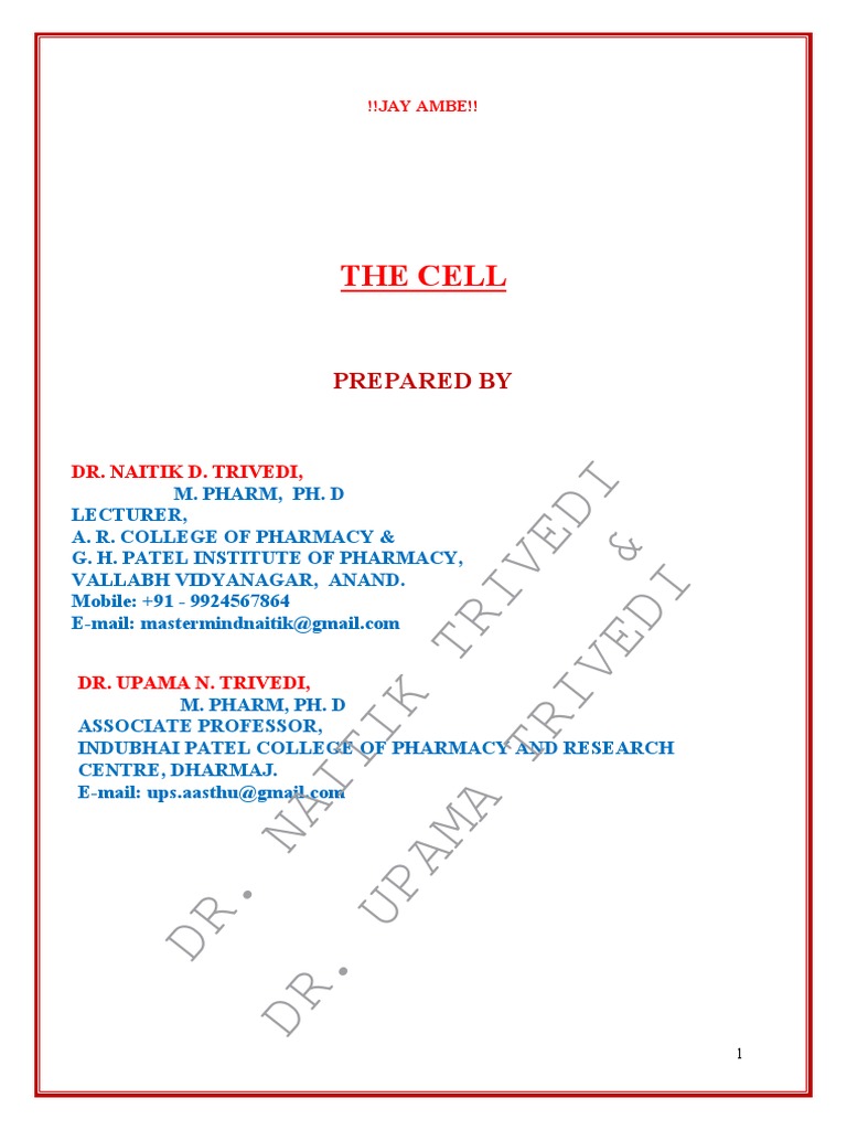 Notes On Cell Descriptive | PDF | Translation (Biology) | Endoplasmic ...
