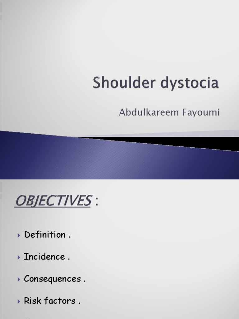 Shoulder Dystocia | PDF | Childbirth | Medical Specialties