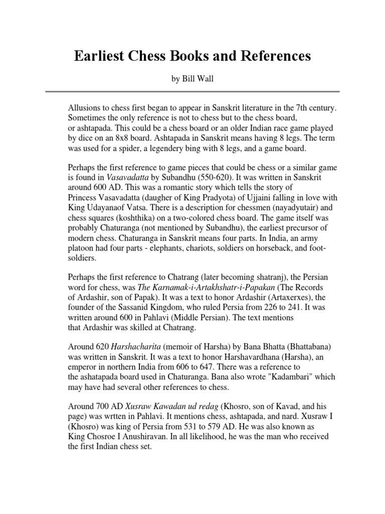 Earliest Chess Books and References | PDF | Traditional Board Games | Chess